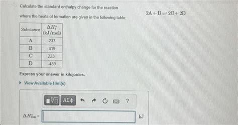 Solved Calculate The Standard Enthalpy Change For The Chegg Com