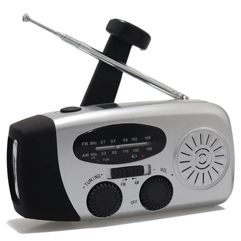 Radio Con Linterna Solar De Manivela De 1200 Mah Y 3 Led Para