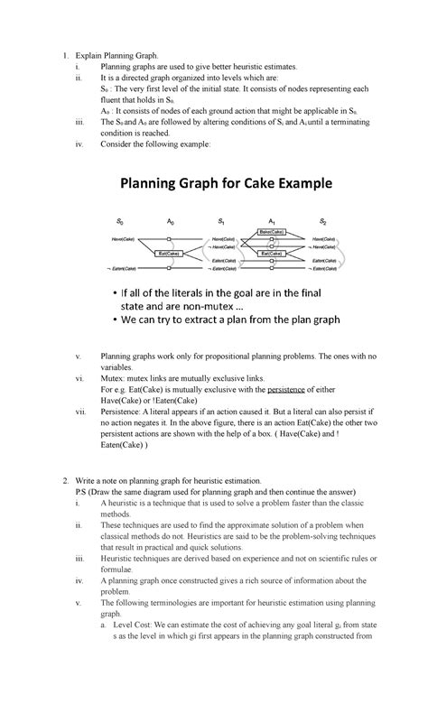 Unit5 1 Aweee Explain Planning Graph I Planning Graphs Are Used To Give Better Heuristic