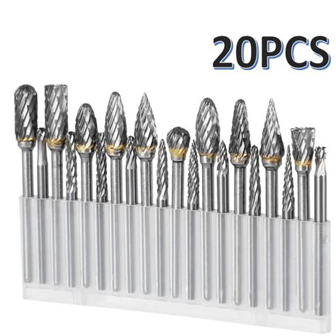 Kabuda Double Cut Carbide Rotary Burr Set20 Pcs 18 Shank Woodworking