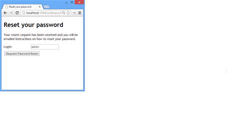 Back Office Password Reset Our Umbraco