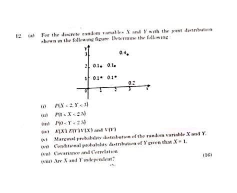 A For The Discrete Random Vanables I And Y Studyx