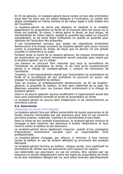 Contrat de location gérance de fonds de commerce DOC PDF page 4 sur 9