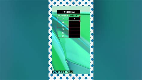 Ms Excel Factorial Function Msexcel Exceltips Exceltricks Exceltutorialforbeginners Excel