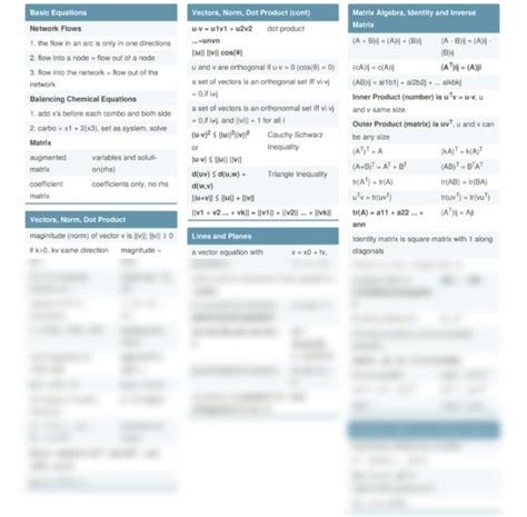 SOLUTION Linear Algebra Cheat Sheet Studypool