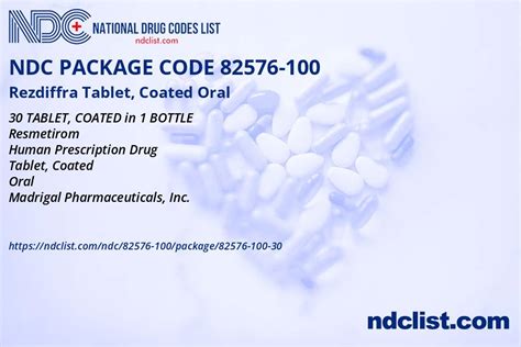 Ndc Package 82576 100 30 Rezdiffra Tablet Coated Oral
