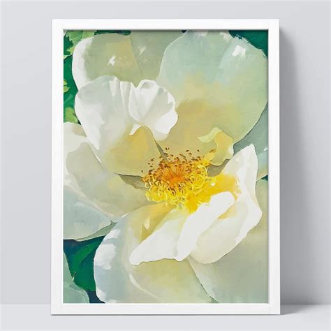 ASPORIC Pastel White Magnolia Flower Wall Art Floral Botanical Wall