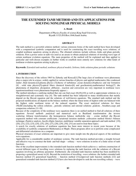 Pdf The Extended Tanh Method And Its Applications For Solving Nonlnear Physical Models