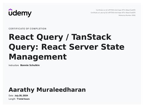 Aarathy Muraleedharan On Linkedin Successfully Completed React Query
