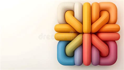 Abstract Colorful 3d Interconnected Shapes Forming Flower Pattern On White Background Stock