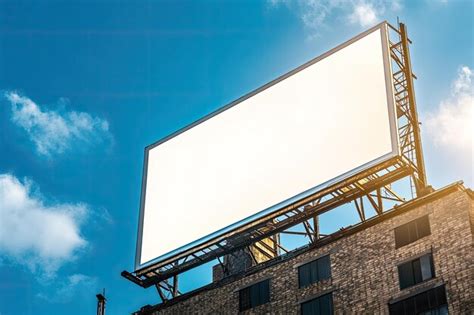 Billboard On The Building With Beautiful Sunshine Mockup Of A Banner
