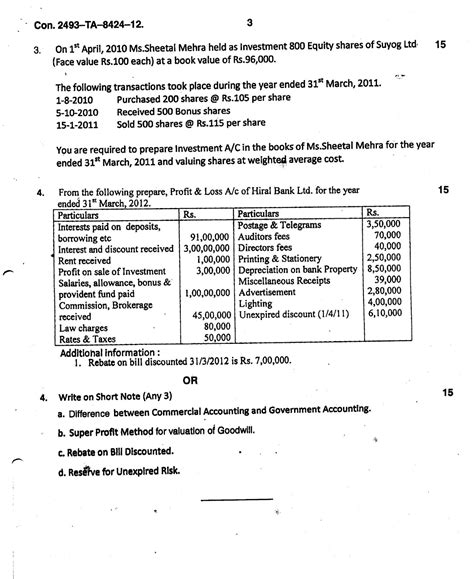 Question Papers Collection Financial Accounting Paper Corporate