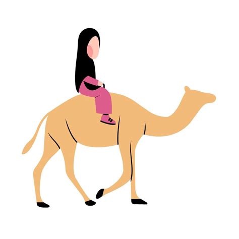 Muslim Girl Riding Camel 21436378 Vector Art At Vecteezy