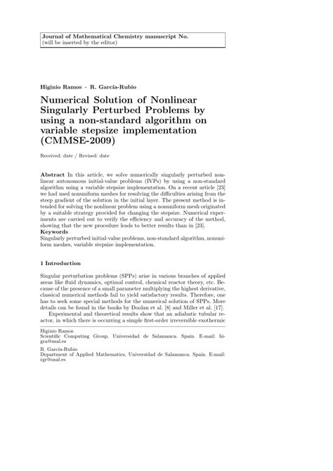 Pdf Numerical Solution Of Nonlinear Singularly Perturbed Problems By