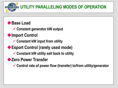 Utility And Generator Paralleling System Ppt