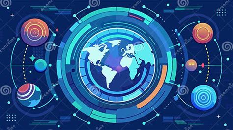 World Map In Circle Interface Virtual Future With Futuristic Graphics