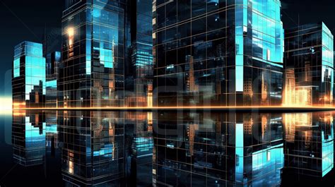 생동감 넘치는 창문과 반사 벽으로 조명된 멋진 3d 디자인의 미래형 대도시 밤 마을 배경 비추다 배경 현대 도시 배경 이미지 Hd 밤 마을 비추다 현대 도시 배경