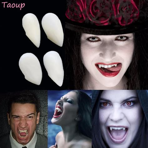 Taoup 2pcs Cosplay Vampire Teeth Fangs Dentures Props Zombie Horror