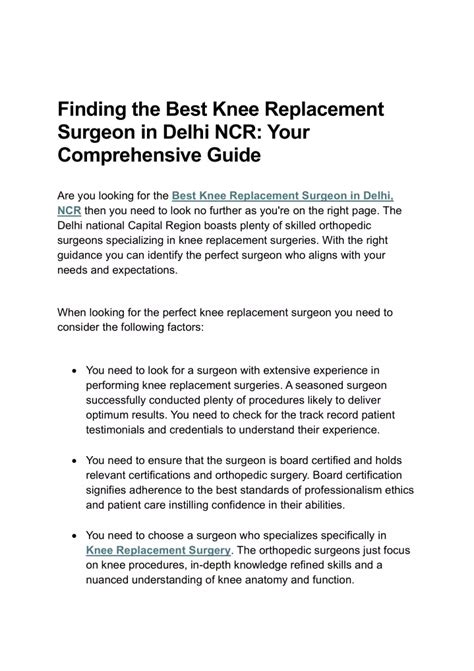Ppt Finding The Best Knee Replacement Surgeon In Delhi Ncr Your