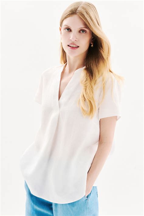 Blouse Kat 100 Lin Blanc Femme