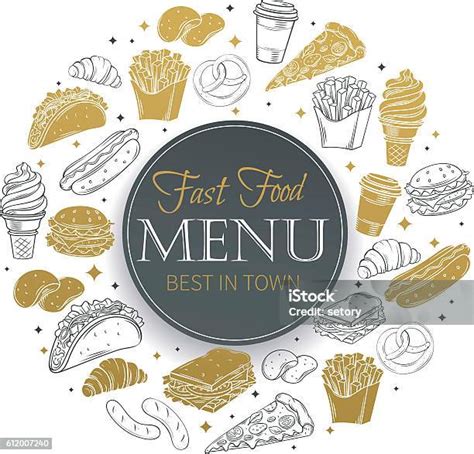 Menu Desain Makanan Cepat Saji Ilustrasi Stok Unduh Gambar Sekarang