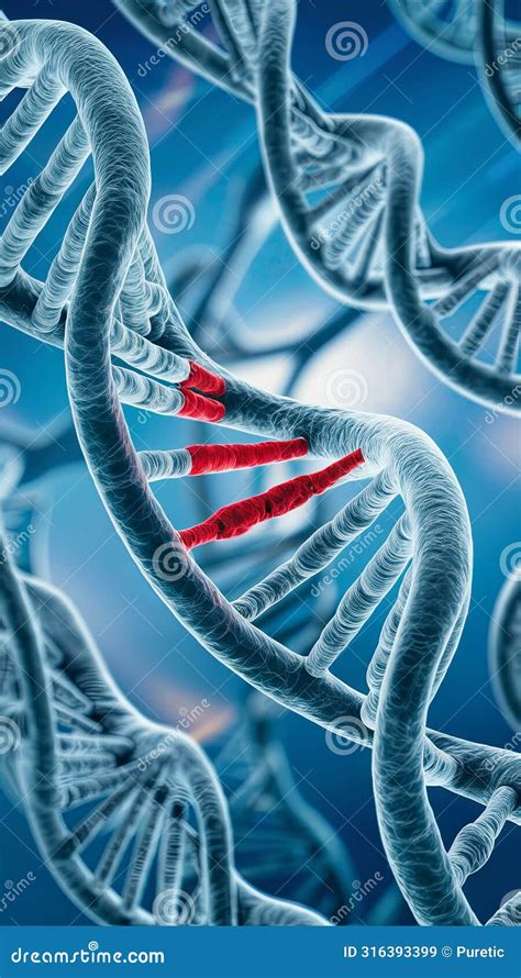3d dna strand with abnormal mutations stock illustration illustration