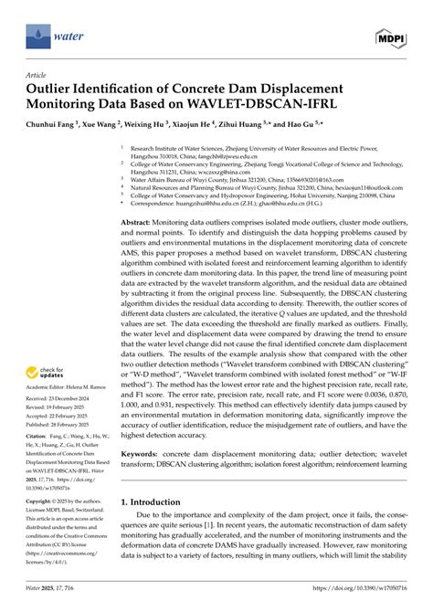 Pdf Outlier Identification Of Concrete Dam Displacement Monitoring Data Based On Wavlet Dbscan