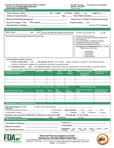 Adverse Reaction Reporting Form
