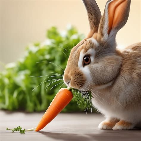 Premium Ai Image Rabbit Eating Carrot