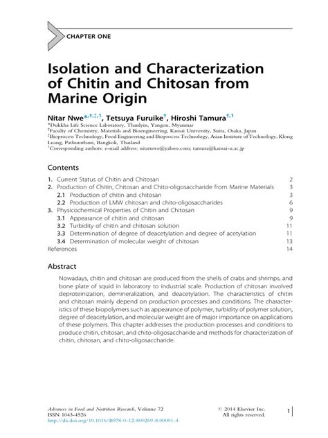 Isolation And Characterization Of Chitin And Chitosan From Marine Origin Pdf Nuclear