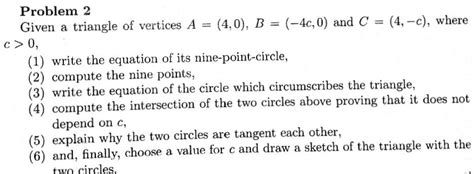 Solved Problem Given A Triangle Of Vertices Chegg