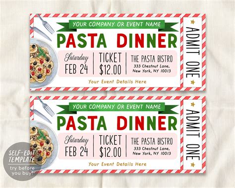 Charity Dinner Ticket Template Evans Print And Media Group · Raffle
