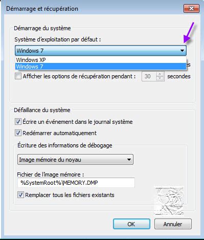 Déterminer loption de démarrage par défaut Dual boot Windows 7 XP