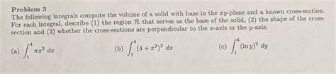Solved Problem The Following Integrals Compute The Volume Chegg