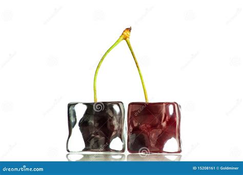 Cherry in the ice cubes stock image. Image of glass, berry - 15208161