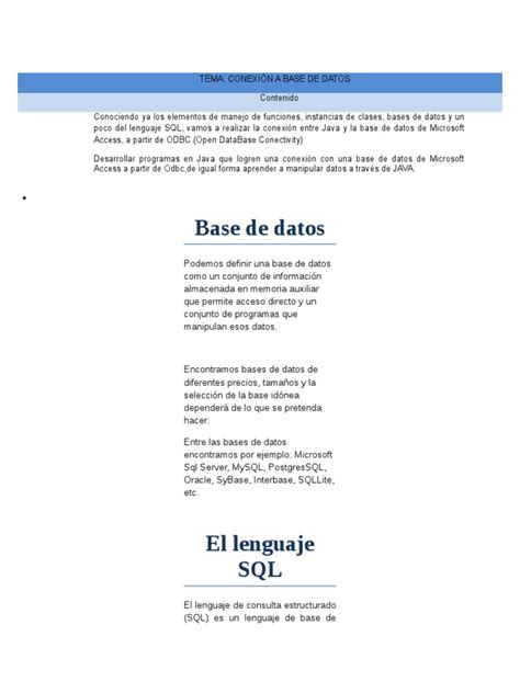 Guia De Conexion Con Java Pdf Active X Data Objects Tabla Base