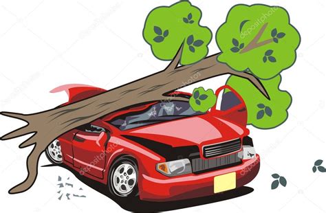 Tree Crash A Car ⬇ Vector Image By © Kokandr Vector Stock 7627353