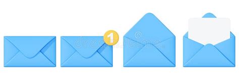 Four Blue Envelopes In Different Mail Statuses Stock Illustration