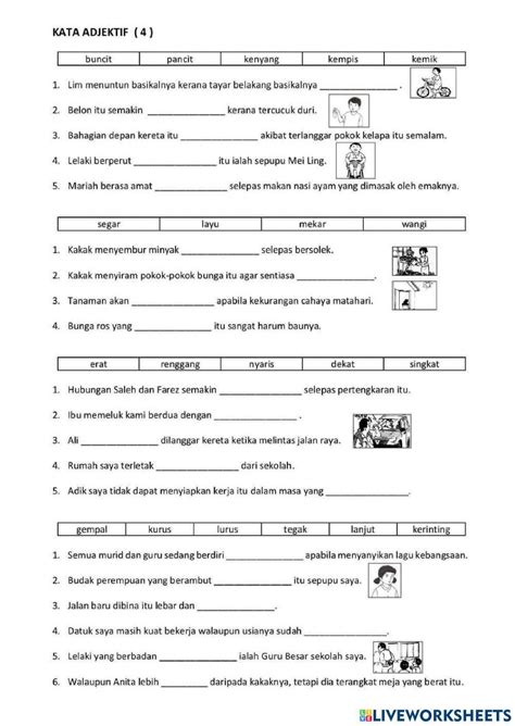 Kata Adjektif 4 Interactive Worksheet Live Worksheets