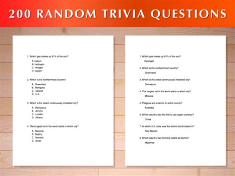 200 Random Trivia Questions Graphic By Ascendprints · Creative Fabrica
