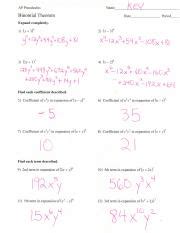 Mastering the Binomial Theorem: Coefficients and Expansions | Course Hero