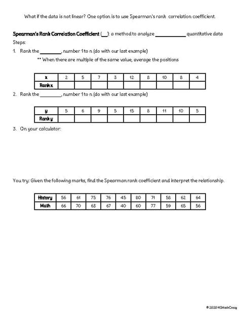 Ib Applications And Interpretation Regression Notes Sl Only By Hsmathcrazy
