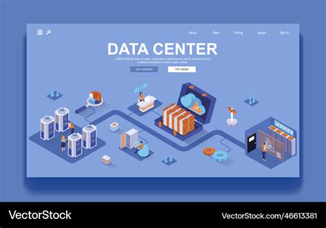 Data Center Concept 3d Isometric Landing Page Vector Image