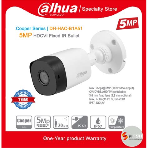 DAHUA DH HAC B1A51 5MP OUTDOOR IR EYEBALL BULLET CAMERA DH HAC B1A51