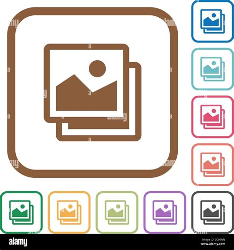 Pictures Simple Icons In Color Rounded Square Frames On White