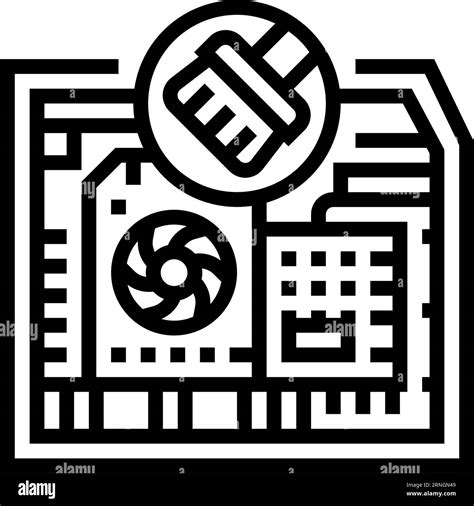 Pc Cleaning Repair Computer Line Icon Vector Illustration Stock Vector