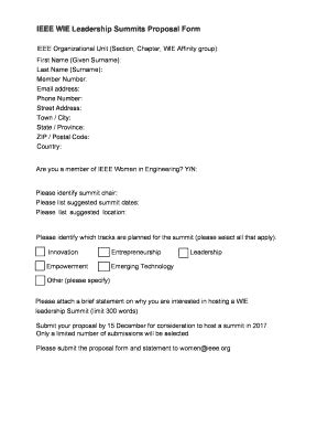 Fillable Online Wie Ieee Summit Proposal Form IEEE WIE Fax Email Print PdfFiller