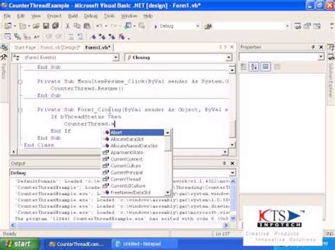 Vb Net Multithreading Vb Net Multithreaded Programming Youtube