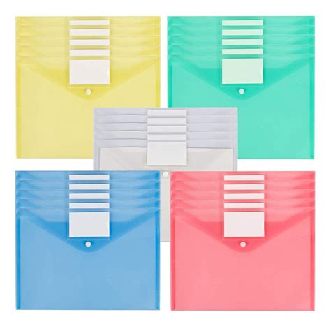 25 Pack Plastic Clear Document Folder With Label P Vicedeal