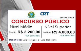 CRT da 3ª Região divulga Edital para níveis médio e superior